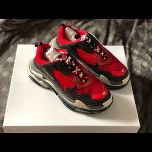 Balenciaga | Shoes | Balenciaga Triple S Red And Black | Poshmark